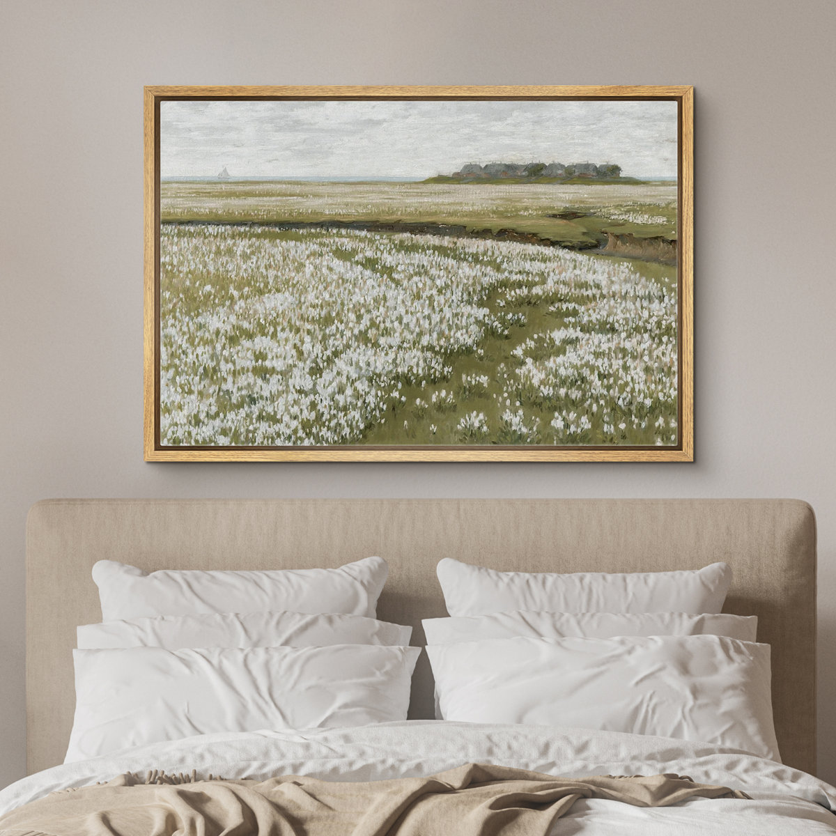 IDEA4WALL Rustic Countryside Countryside Wild Flowers Field Nature Landscape Vintage Retro Decor ...
